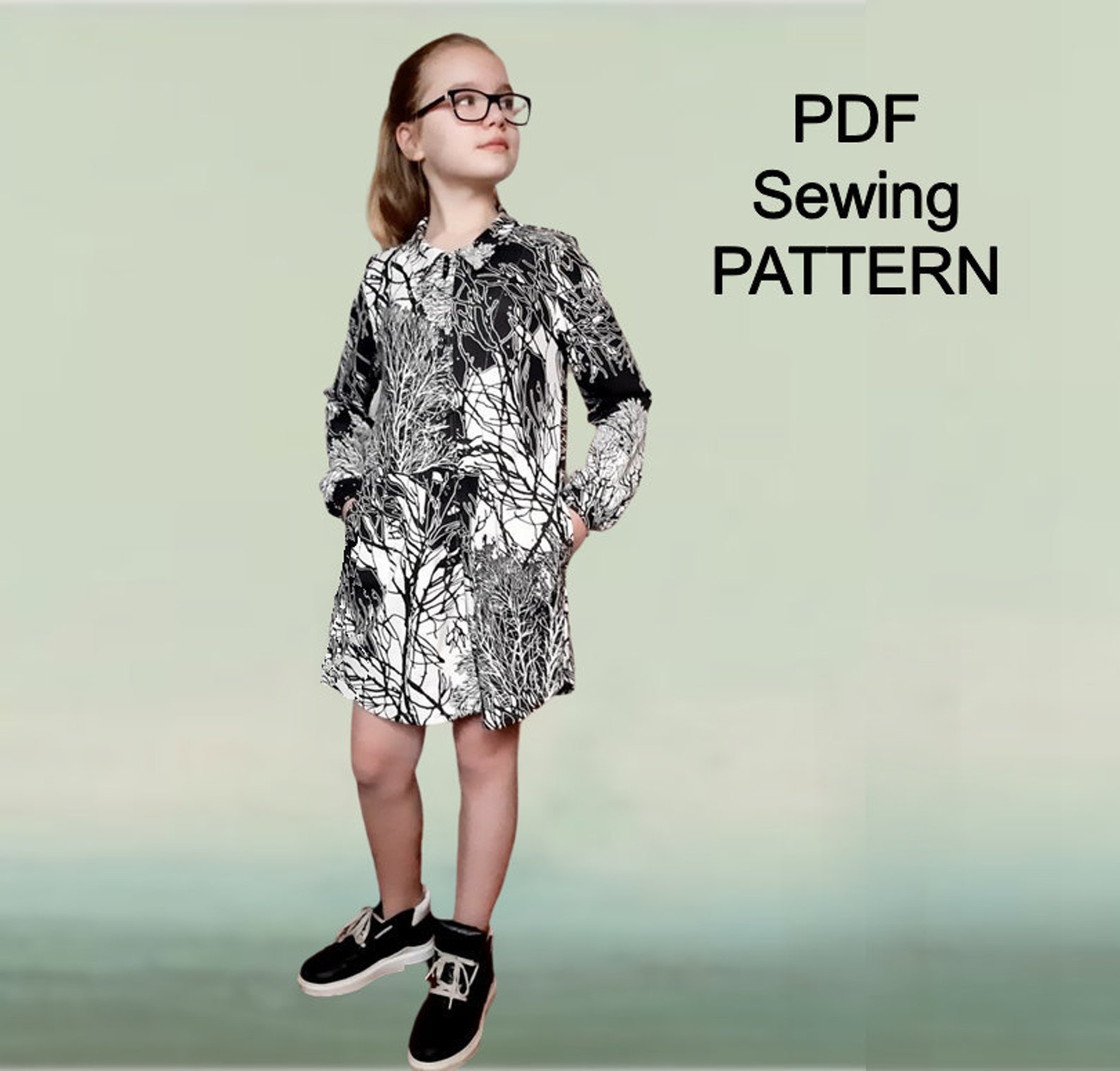 Dress Shirt for Girls PDF Sewing Pattern PDF Pattern for - Etsy Canada