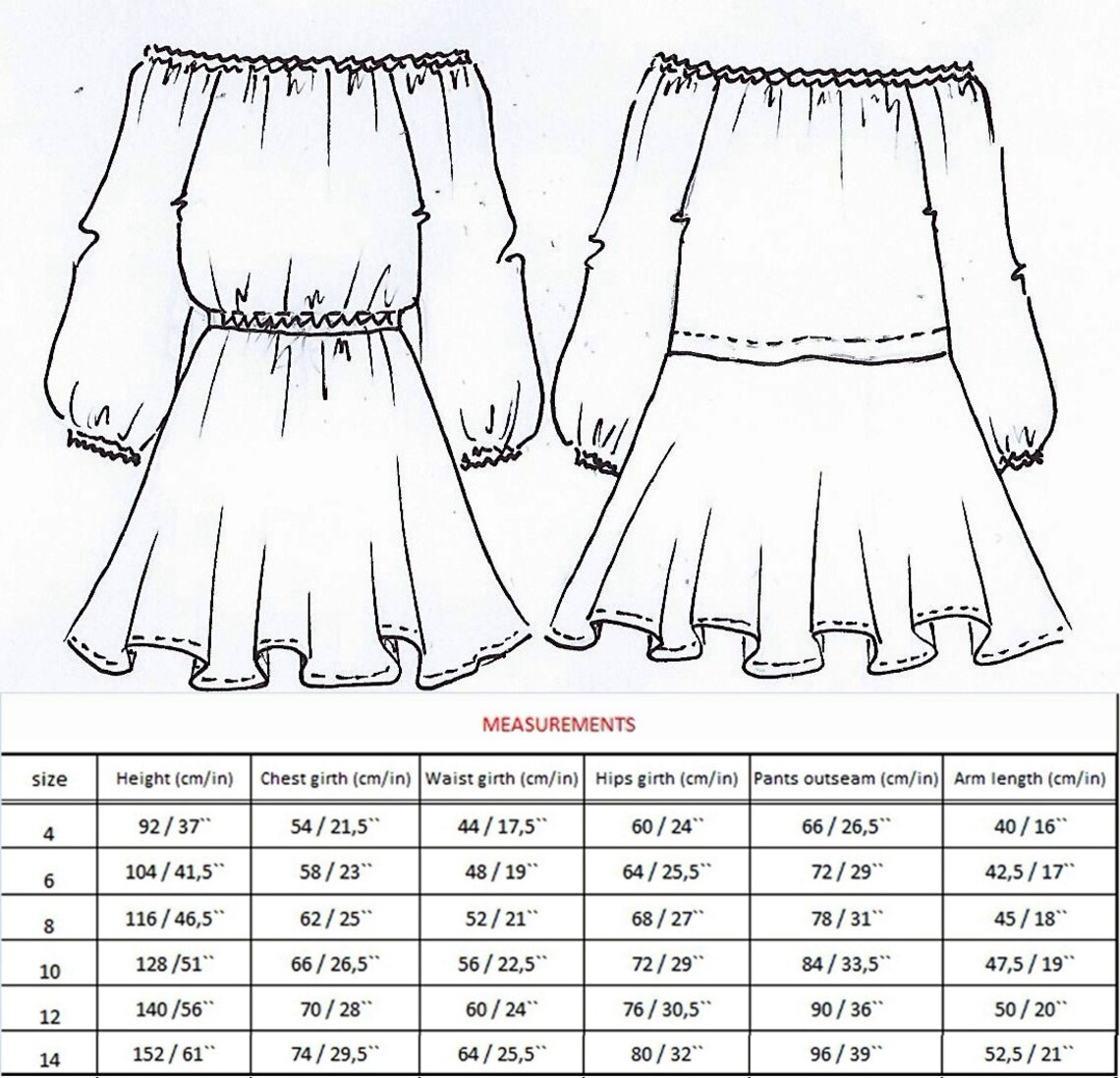 Off Shoulders Dress Pdf Pattern PDF Pattern Girls Pdf | Etsy