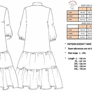 PDF Pattern Long Shirt Dress, PDF Pattern Plus Size Women Clothing ...