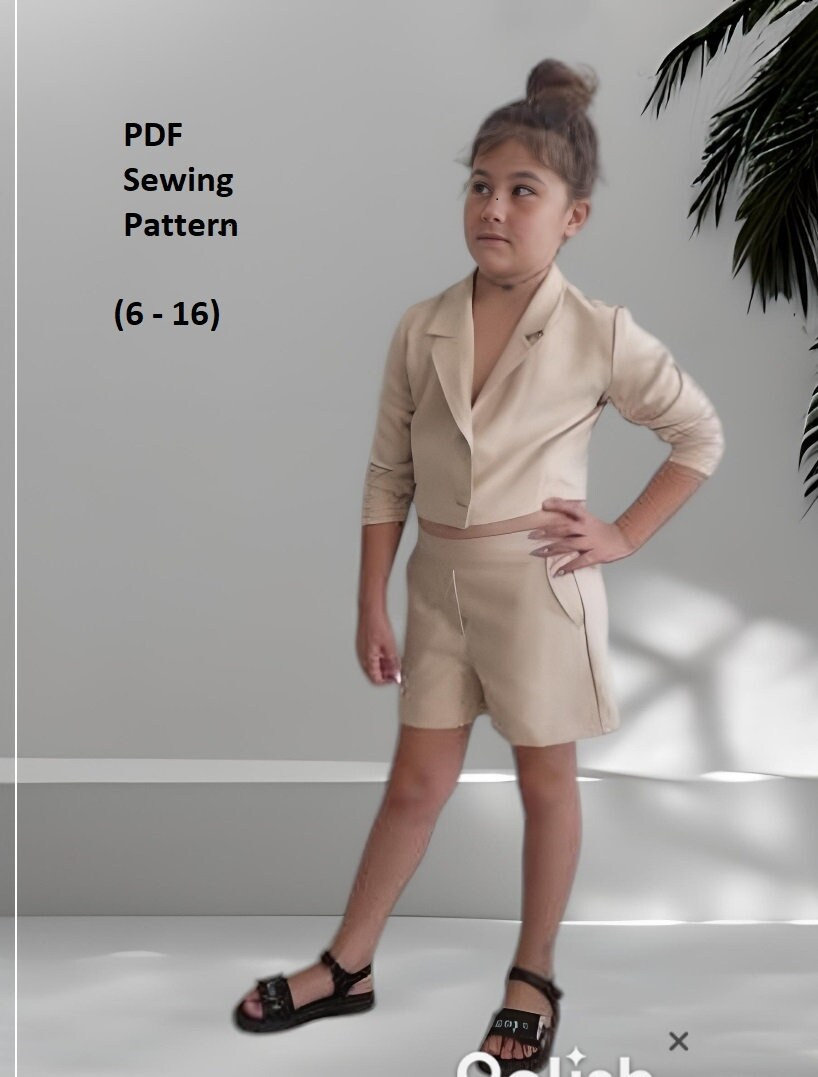 Girl’s Suit PDF Pattern, Kids PDF Pattern, Kids Jacket Pattern, Sewing ...