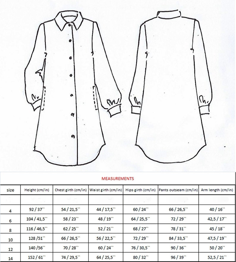 Dress Shirt for Girls PDF Sewing Pattern PDF Pattern for - Etsy Canada