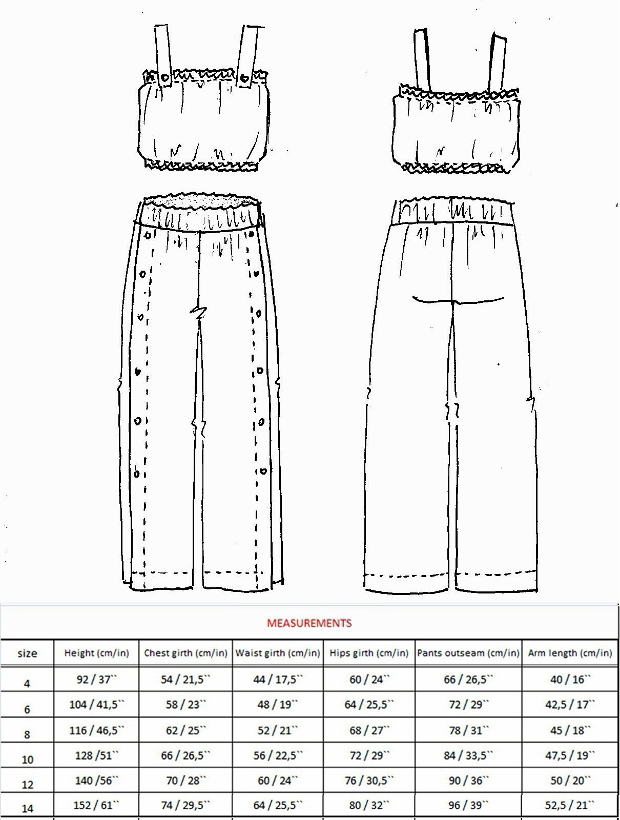 Wide-leg Pants and Crop Top PDF Pattern Kids Pdf Pattern - Etsy