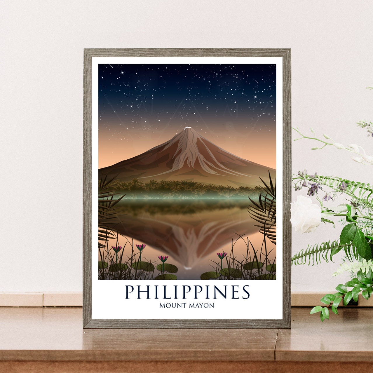 Philippines, Mount Mayon, Travel Poster, Philippines Art, Tropical ...
