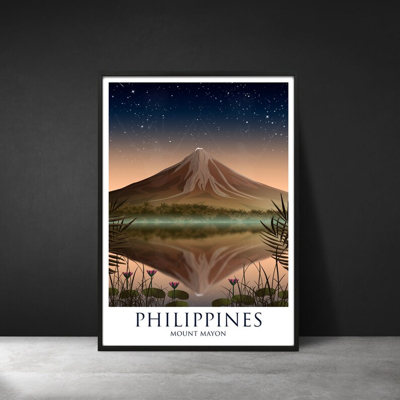 Philippines, Mount Mayon, Travel Poster, Philippines Art, Tropical ...
