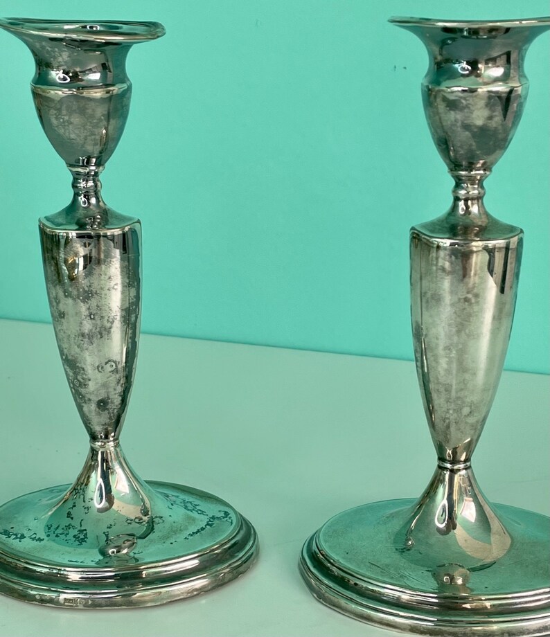 Small Silver Plated Candlesticks. Height 15cm - Etsy