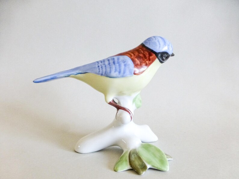 Vintage Porcelain Bird Figurine: Antique Pottery Bird Blue Tit - Etsy UK