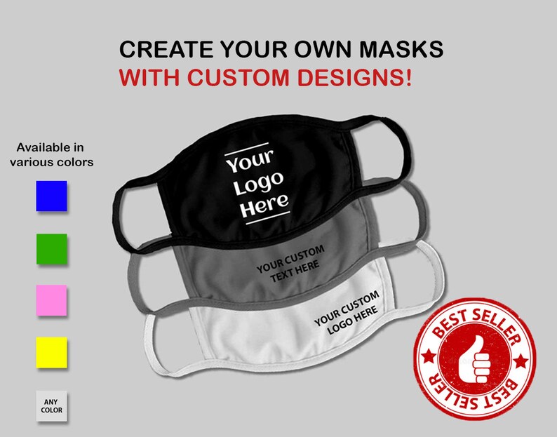 Custom face masks Custom logo text masks Company logo masks | Etsy