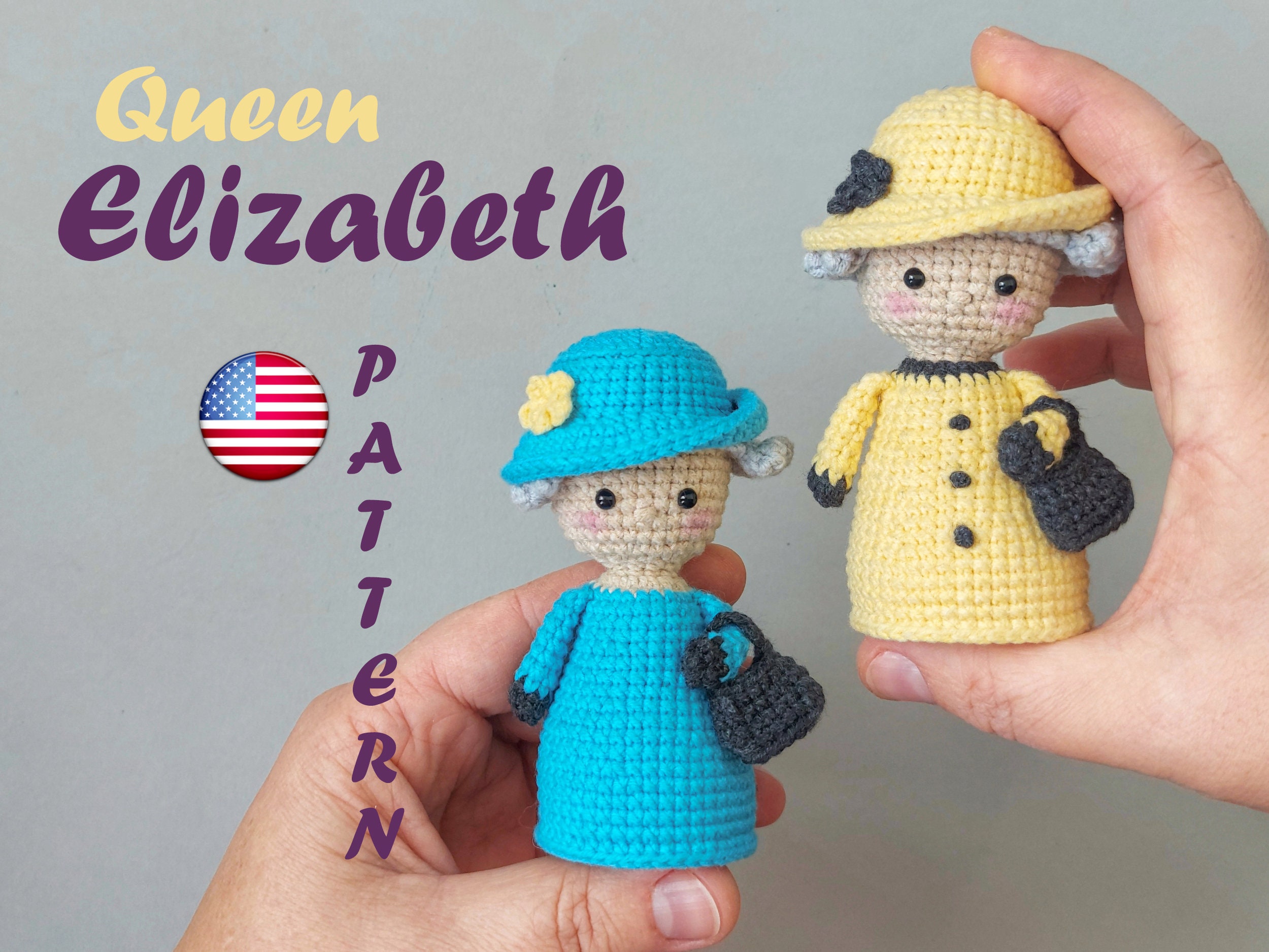 Queen Elizabeth Crochet Pattern Mini Amigurumi Doll PDF Tutorial in ...