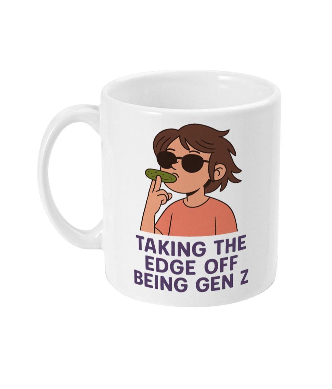 Funny Gen Z Pickle Mug – “taking the Edge Off” Sarcastic Cartoon Gift ...