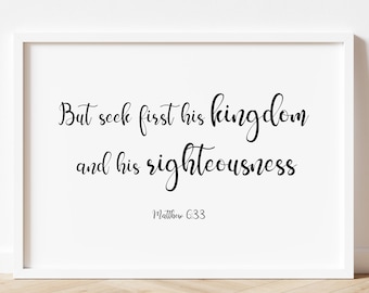 Matthew 6:33 Seek First Bible Verse Wall Art Printable Wall - Etsy