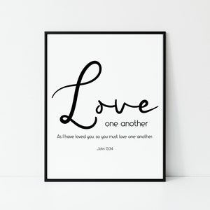 Love One Another, John 13:34, Bible Verse Wall Art, Christian Wall Art ...