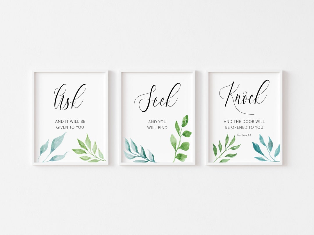 Matthew 7:7, Ask, Seek, Knock, Christian Wall Art, Scripture Printable ...