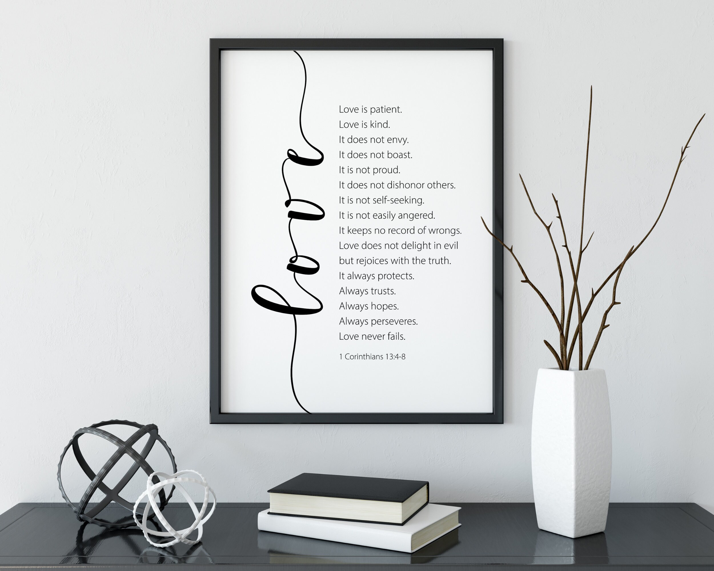 Love is Patient, 1 Corinthians 13:4-8, Christian Wall Art, Scripture ...