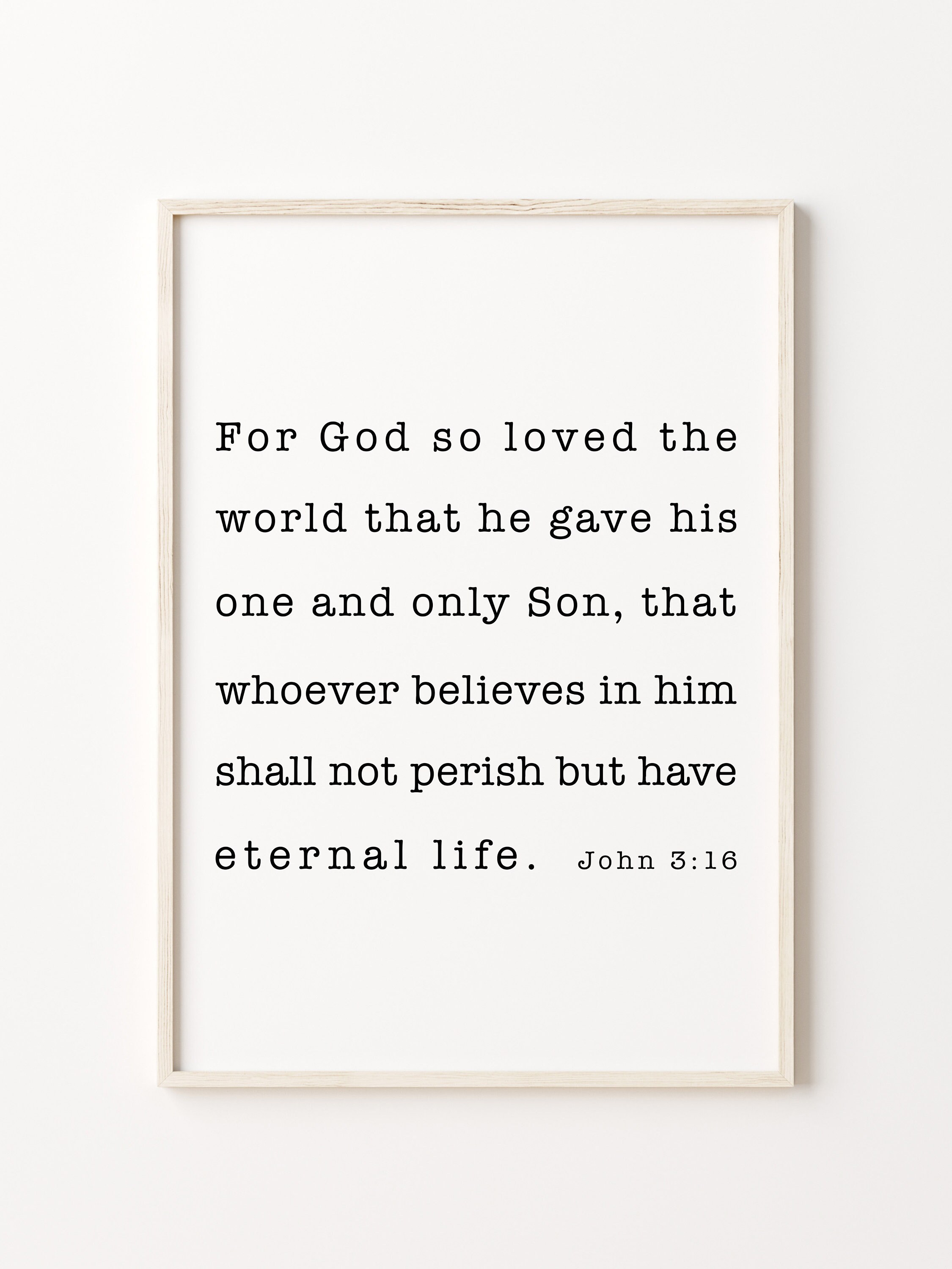 For God so Loved the World, John 3:16, Scripture Poster, Christian ...