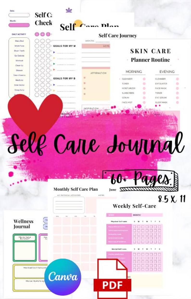 Self-care Planner Printable Self-love Journal Mental Health Worksheet ...