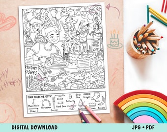 Color and Find Hidden Object Coloring Page / Printable Activity Page - Etsy