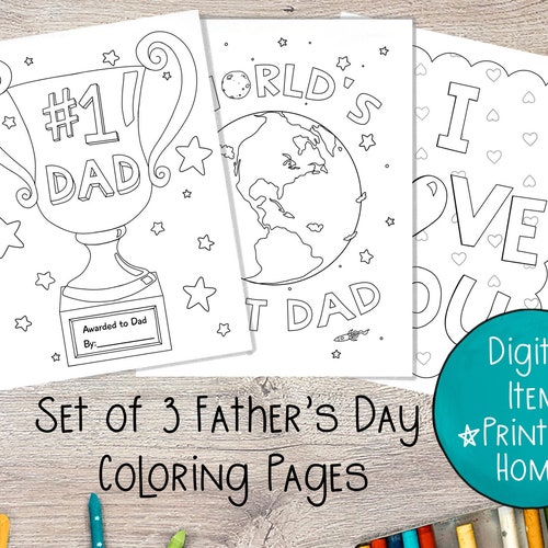 Daddy Shark Printable Father's Day Coloring Card for Kids. - Etsy