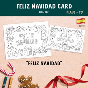 Feliz Navidad Coloring Page and Card / Printable Activity / Digital ...