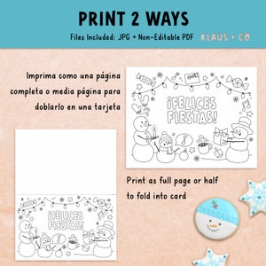 Felices Fiestas Coloring Page and Card / Printable Activity / Digital ...