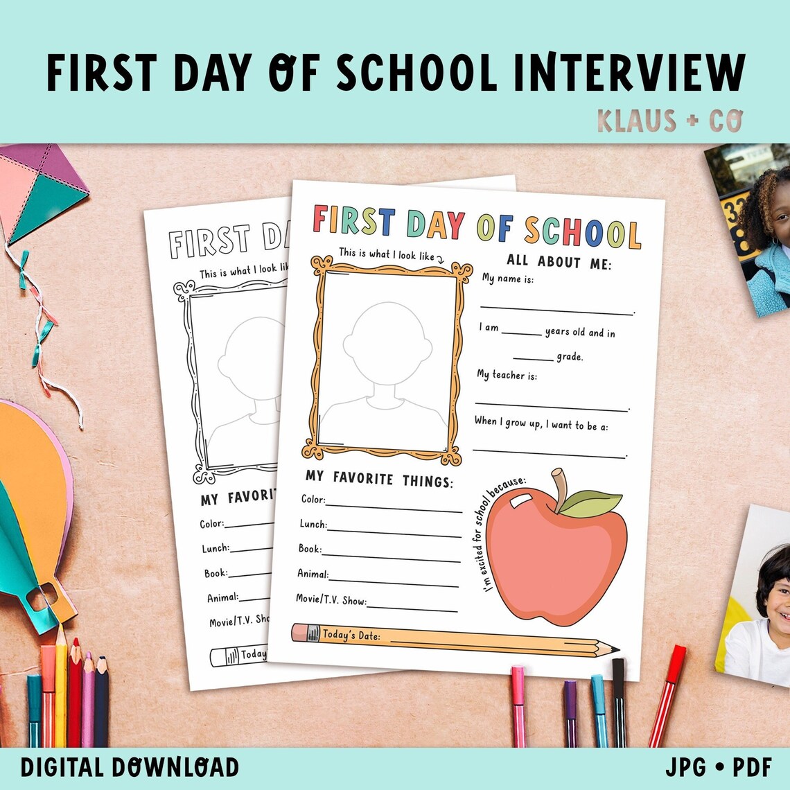 First Day of School Interview / Printable Back to School - Etsy