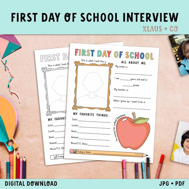 First Day of School Interview / Printable Back to School - Etsy