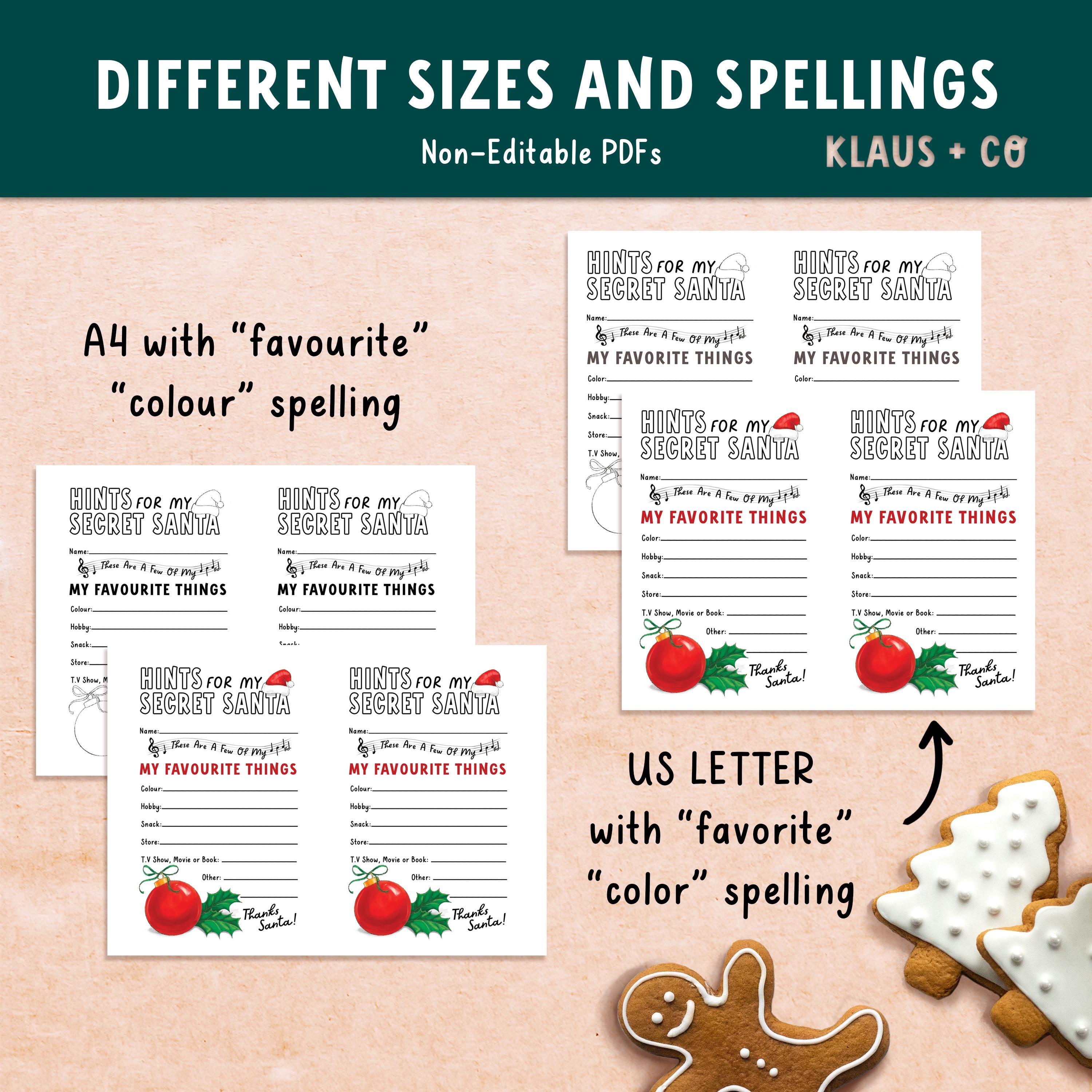 Secret Santa Printable / Mini Hint Sheet... / Printable Activity ...