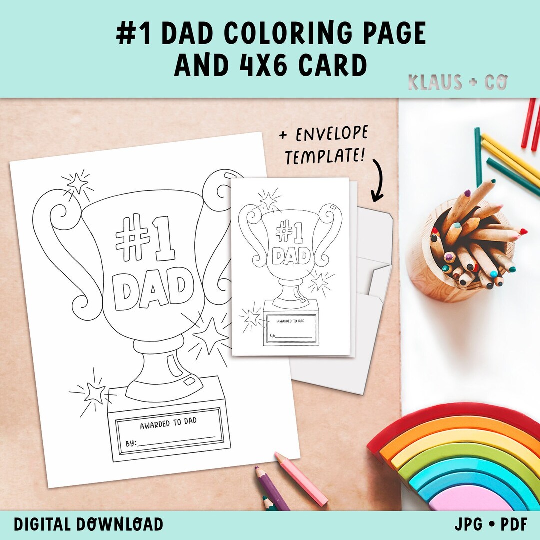 Father's Day Card 1 Dad / Coloring Card and Envelope / - Etsy