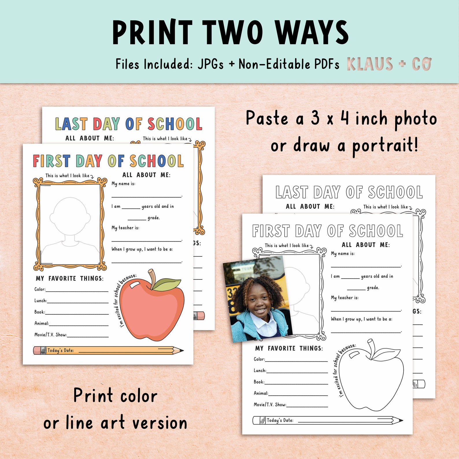 First Day and Last Day of School Interview / Printable School Activity ...