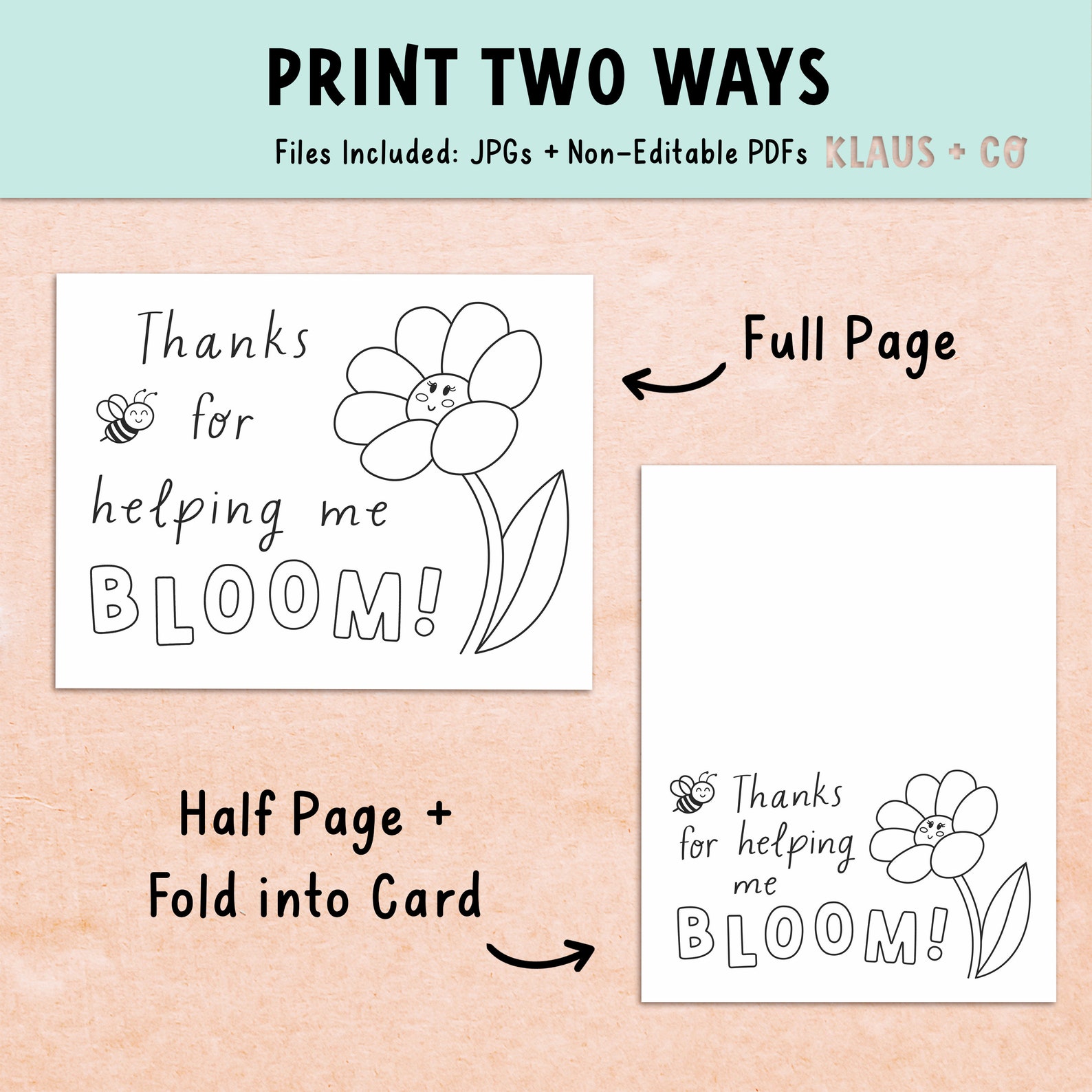 Thanks for Helping Me BLOOM Thank You Coloring Page for Kids ...