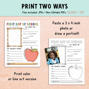 First Day of School Interview / Printable Back to School Activity / All ...
