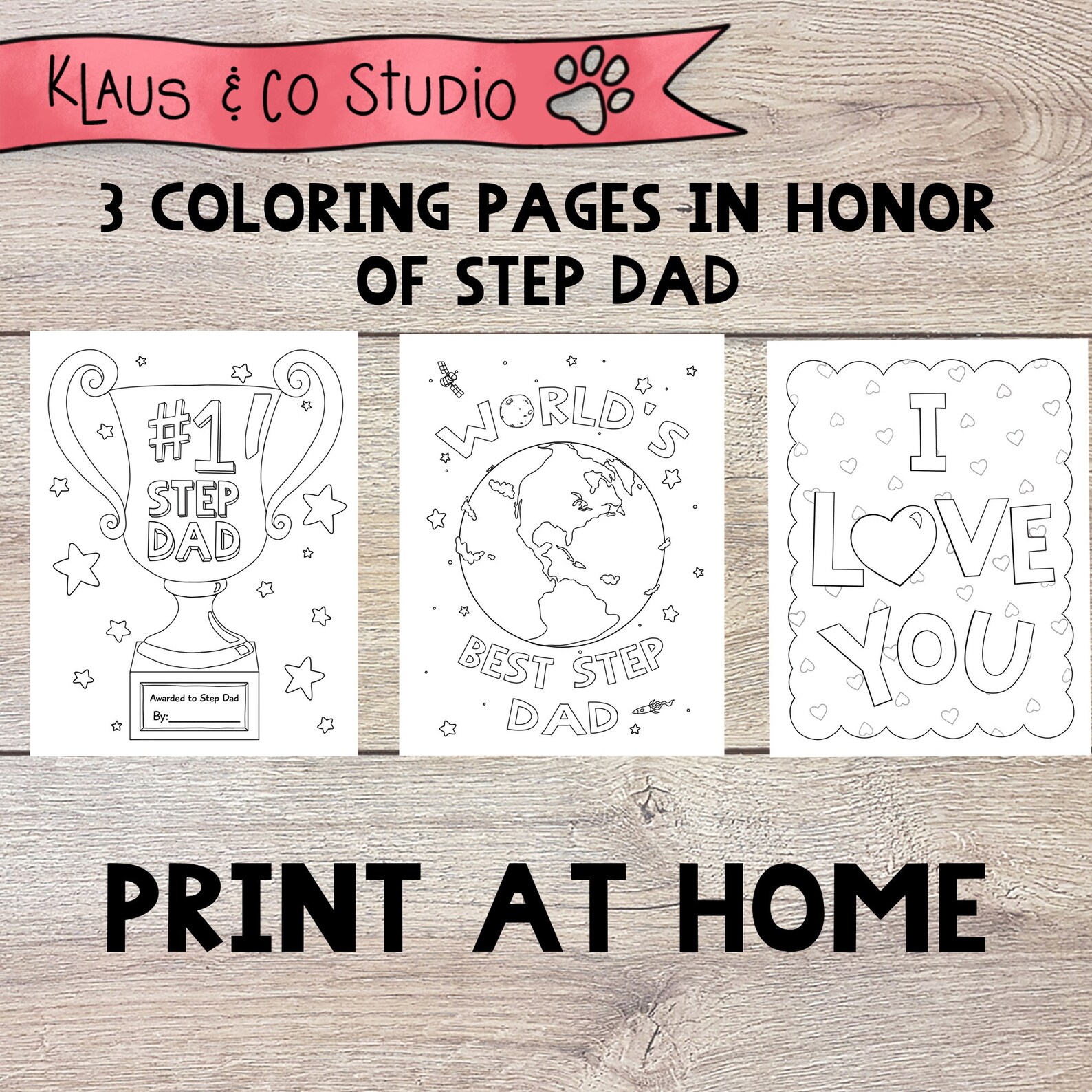 Step Dad Set of 3 Coloring Pages for Father's Day / | Etsy UK