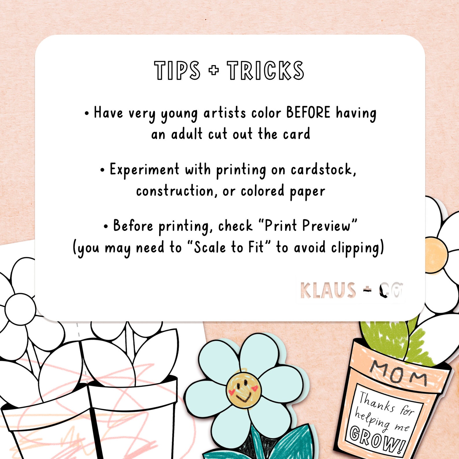 Thanks for Helping Me Grow Printable Card / Mother's Day or Teacher ...