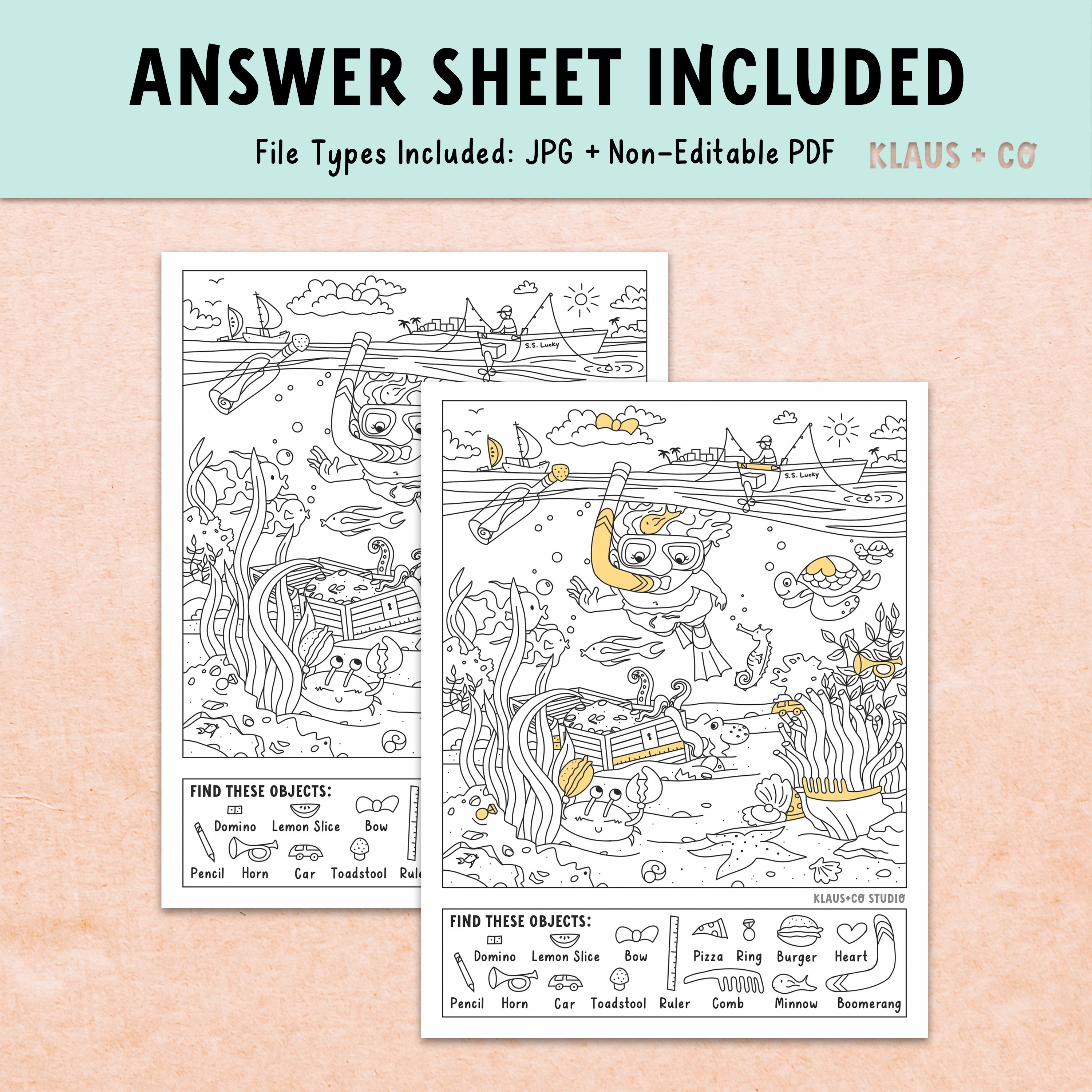 Color and Find Hidden Object Coloring Page / Printable Activity Page - Etsy