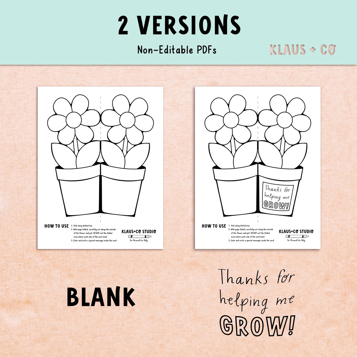 Thanks for Helping Me Grow Printable Card / Mother's Day or Teacher ...