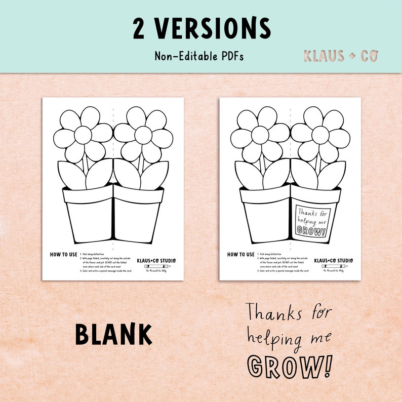 Thanks for Helping Me Grow Printable Card / Mother's Day or Teacher ...