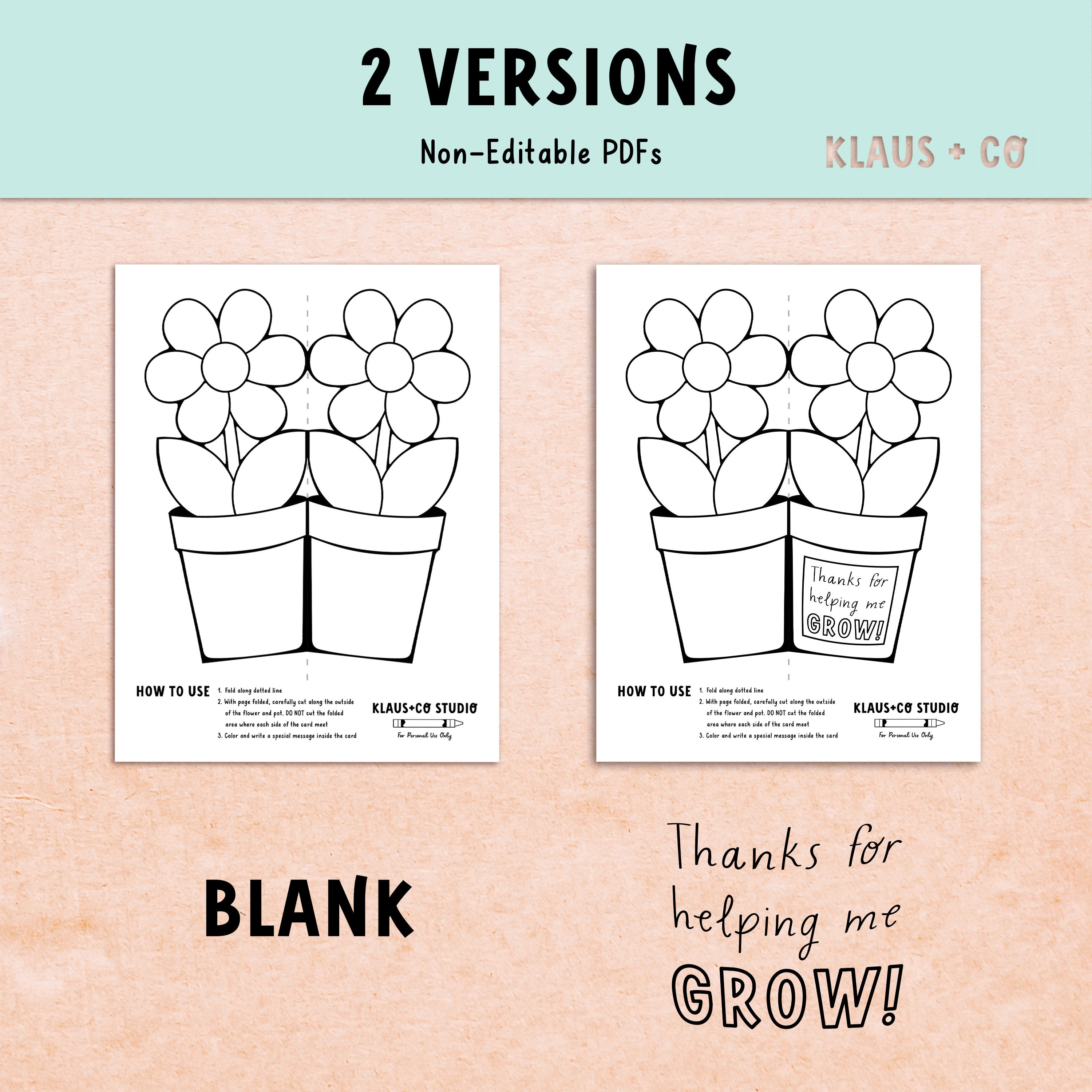 Thanks for Helping Me Grow Printable Card / Mother's Day or Teacher ...