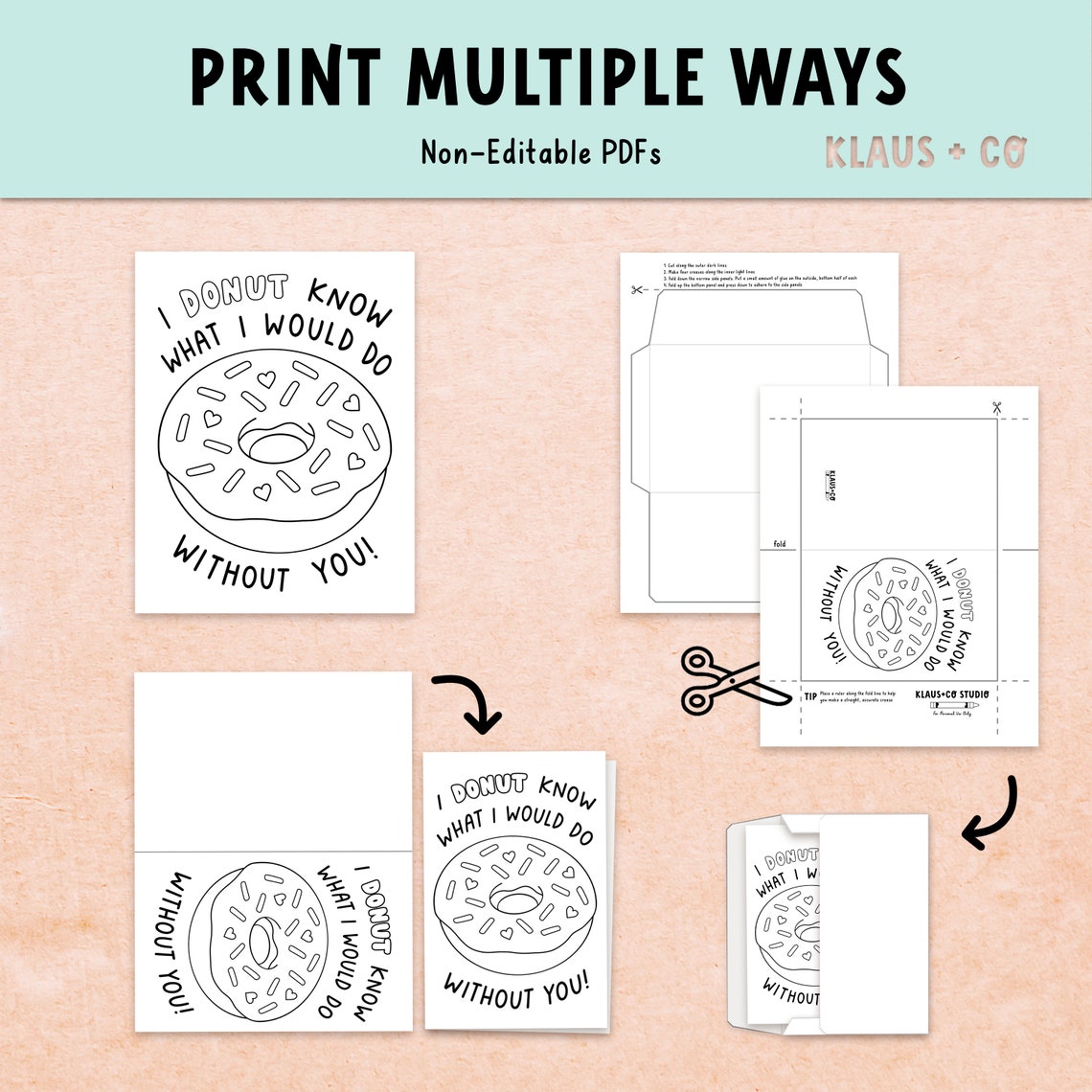 Donut Thank You Coloring Page / Coloring Card and Envelope / Printable ...