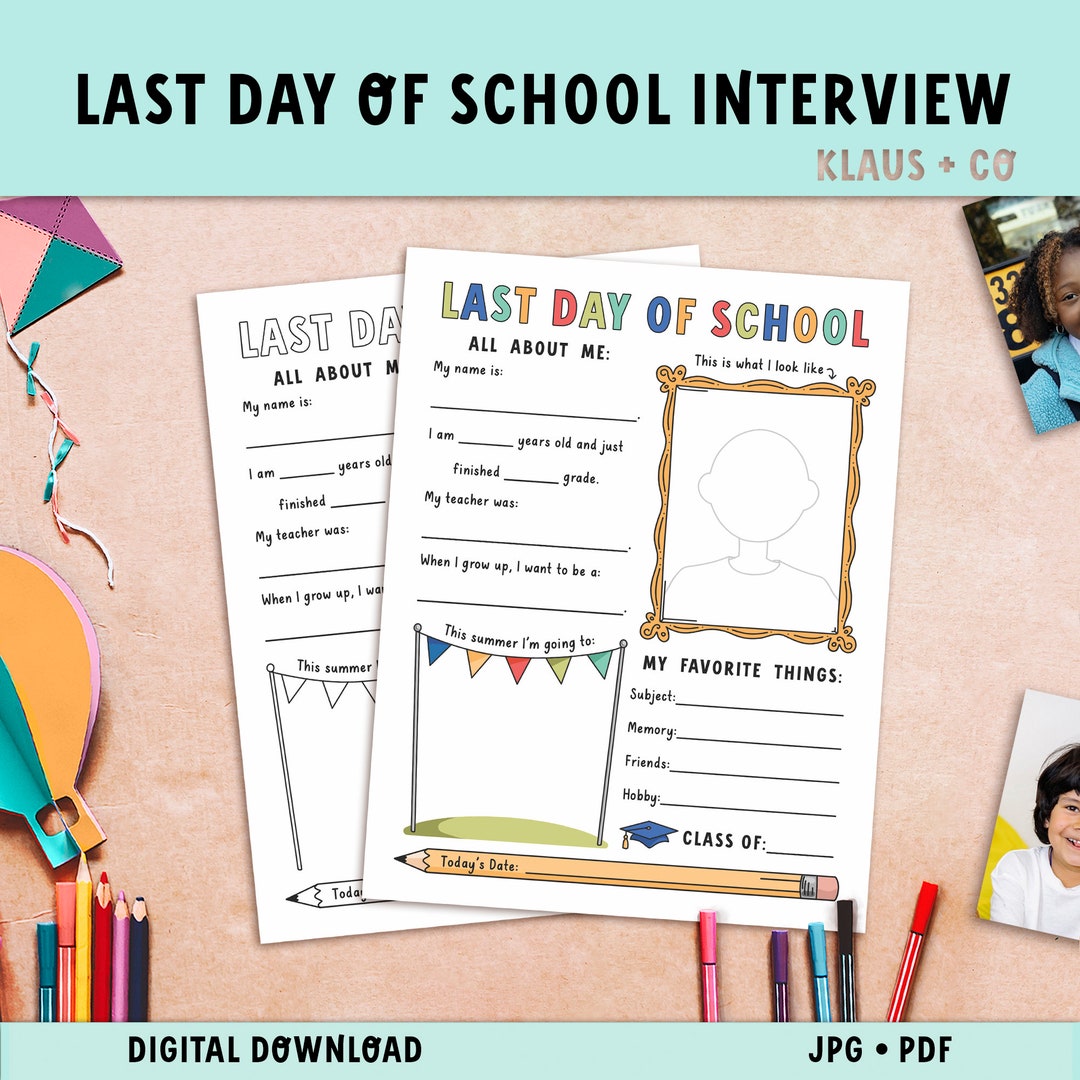 Last Day of School Interview / Printable School Activity / All - Etsy