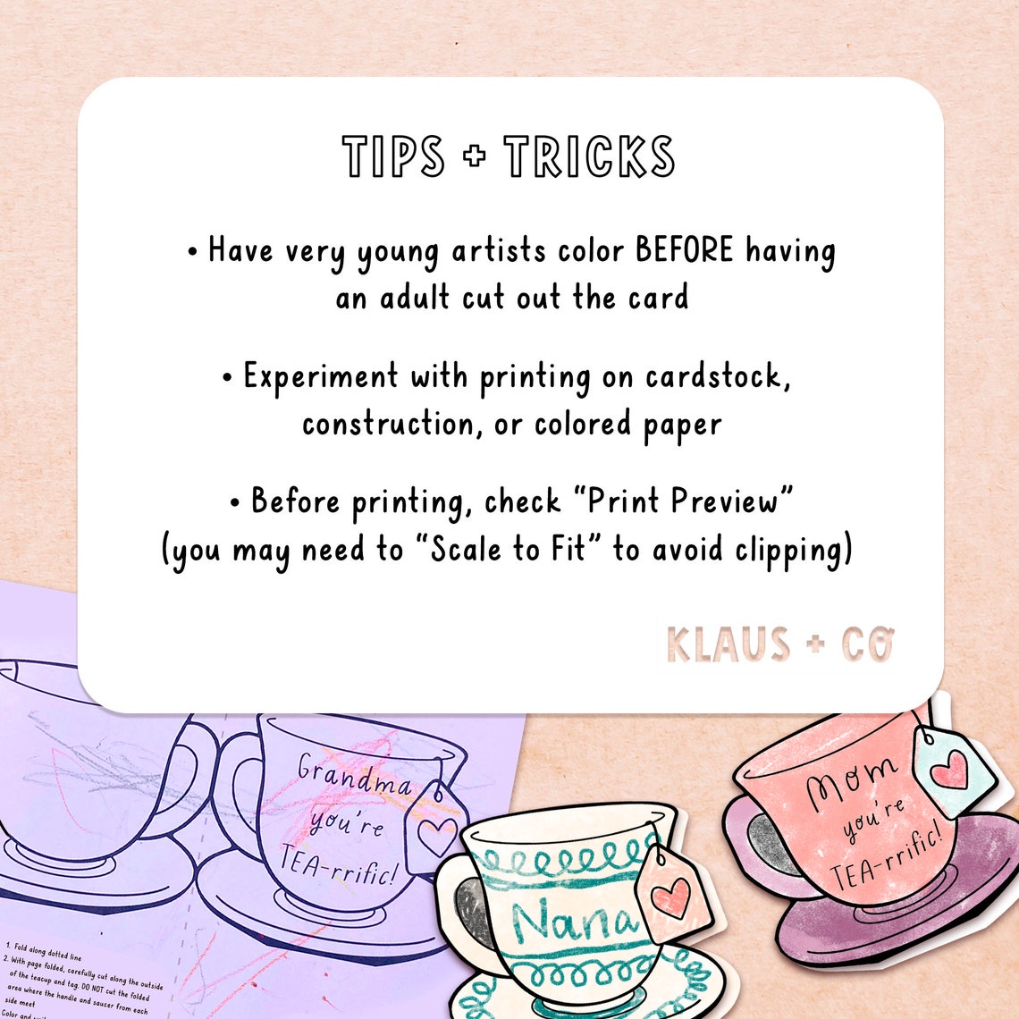 Mother's Day Teacup Card / You're Tearrific / Blank, Mom, or Grandma ...