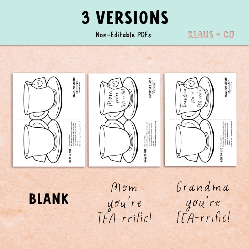 Mother's Day Teacup Card / You're Tearrific / Blank, Mom, or Grandma ...