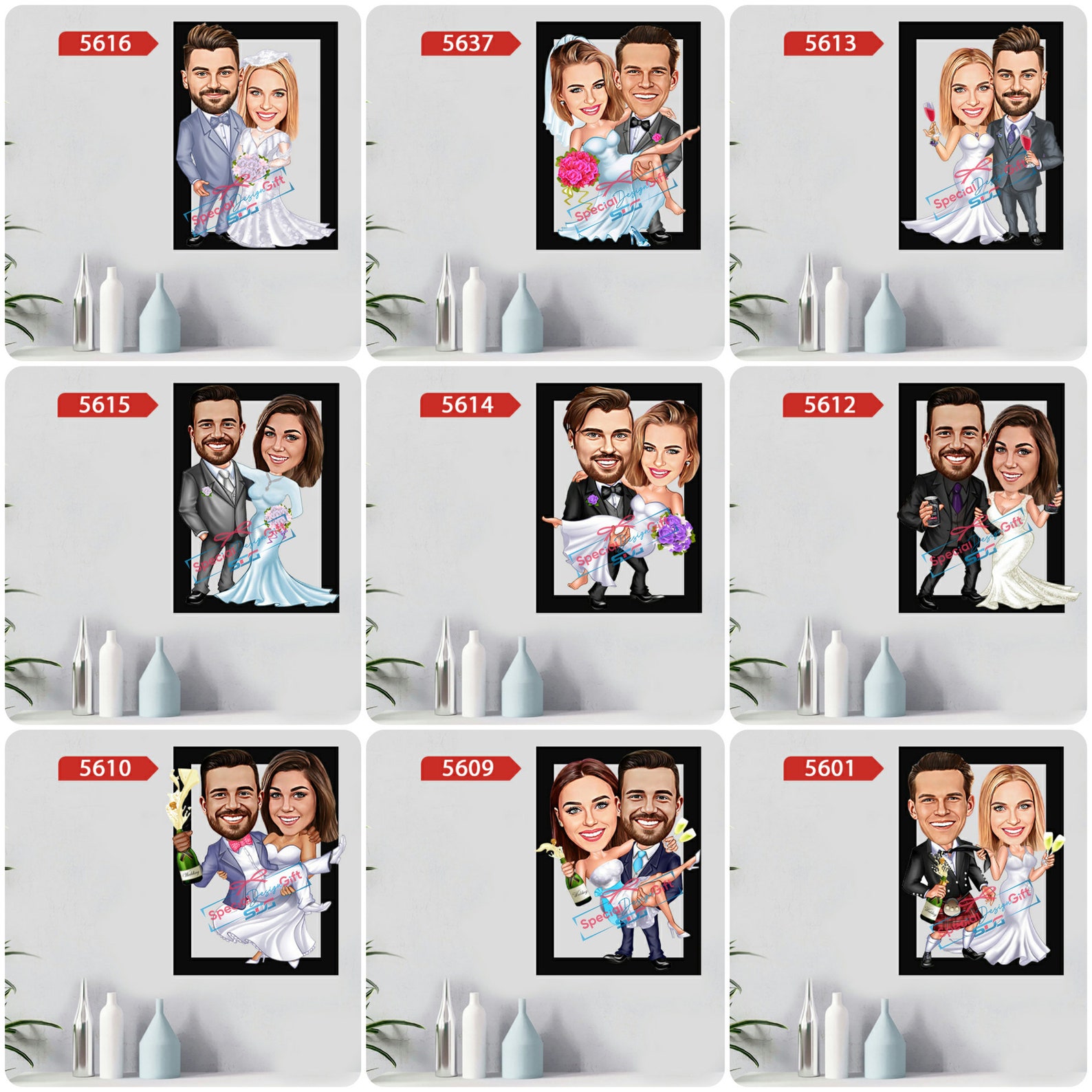 Wedding Decoration Caricature Frame, Wooden Wedding Frame, Wedding ...