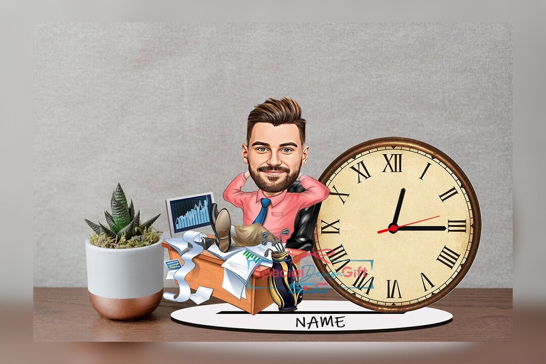 Wooden Desk & Table Analog Clock Battery Operated and Silent Cute ...