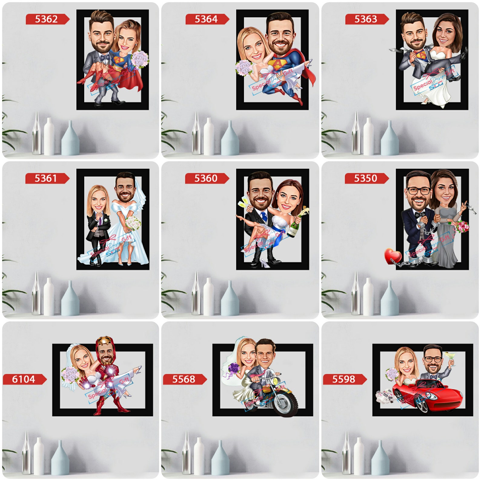 Wedding Decoration Caricature Frame Wooden Wedding Frame - Etsy