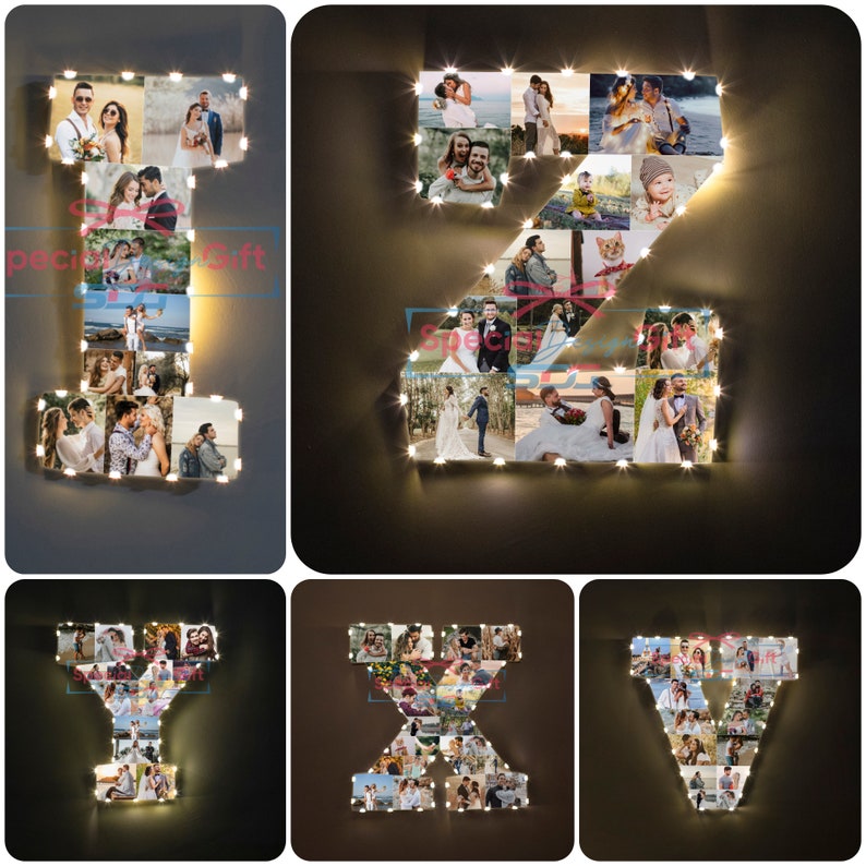 Letter E Gift Letter E Photo Collage Letter E Wooden Frame - Etsy