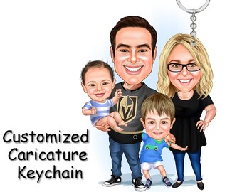 Family Portrait Keychain - Etsy