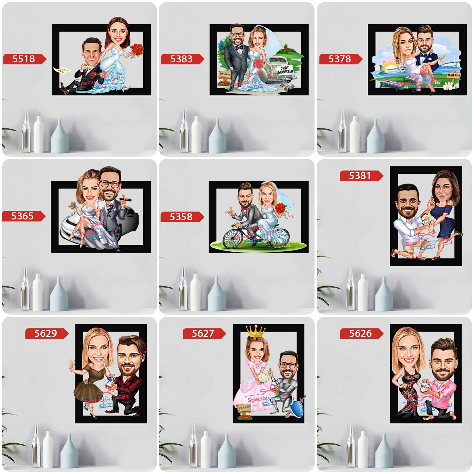 Wedding Decoration Caricature Frame Wooden Wedding Frame - Etsy