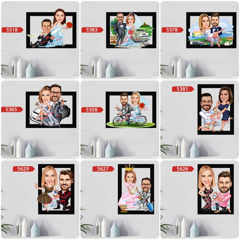 Wedding Decoration Caricature Frame, Wooden Wedding Frame, Wedding ...