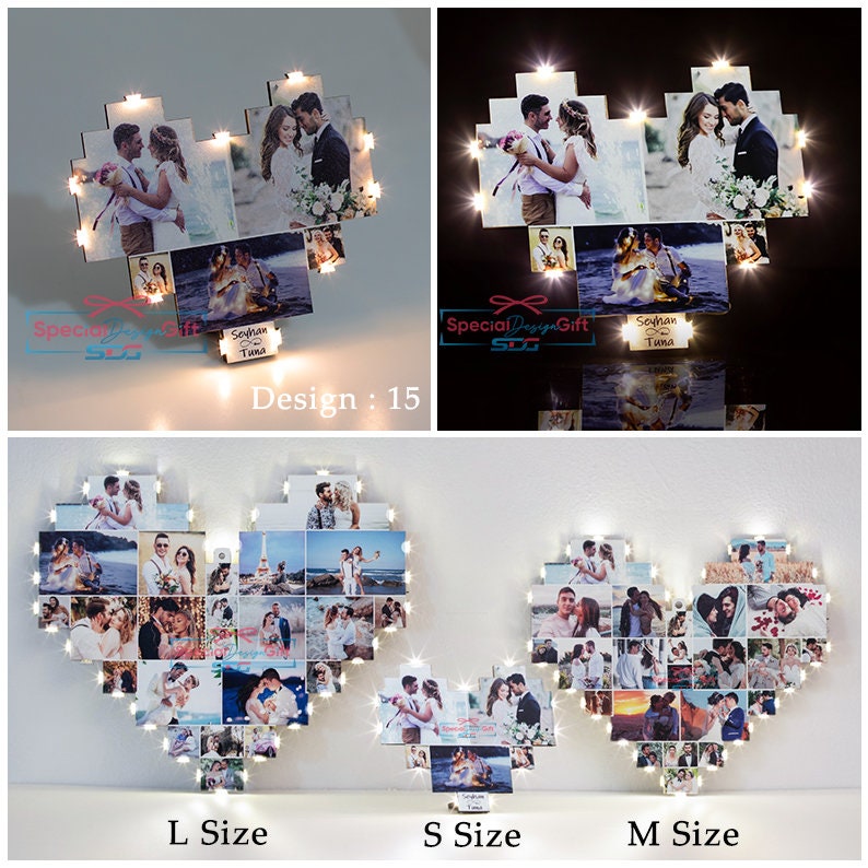 Custom Gift for Valentine Day, Heart Photo Collage, Valentine Day Photo ...