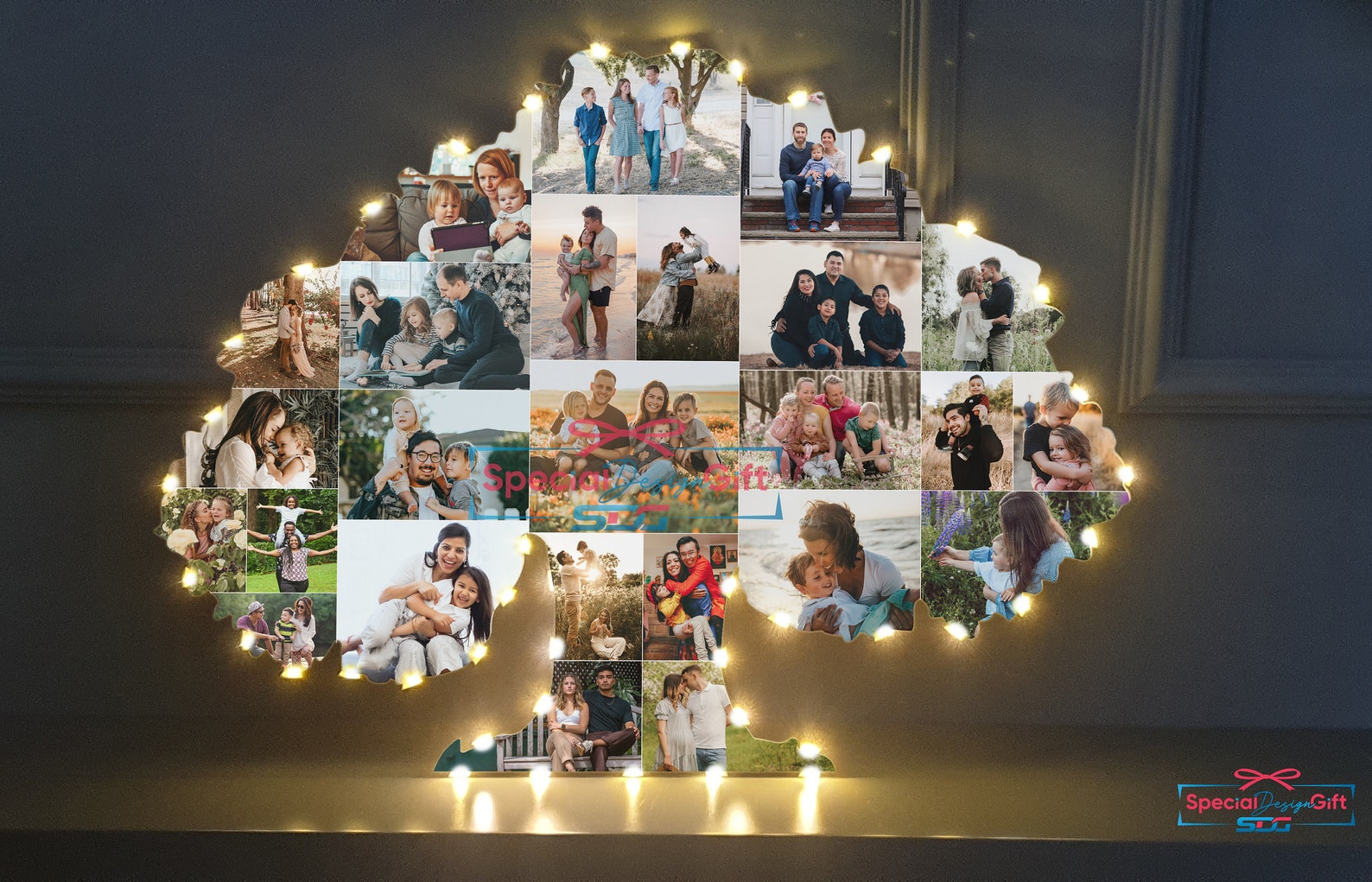 Family Tree Art Print Wall Art Wood Family Tree Collage Custom Pictures ...