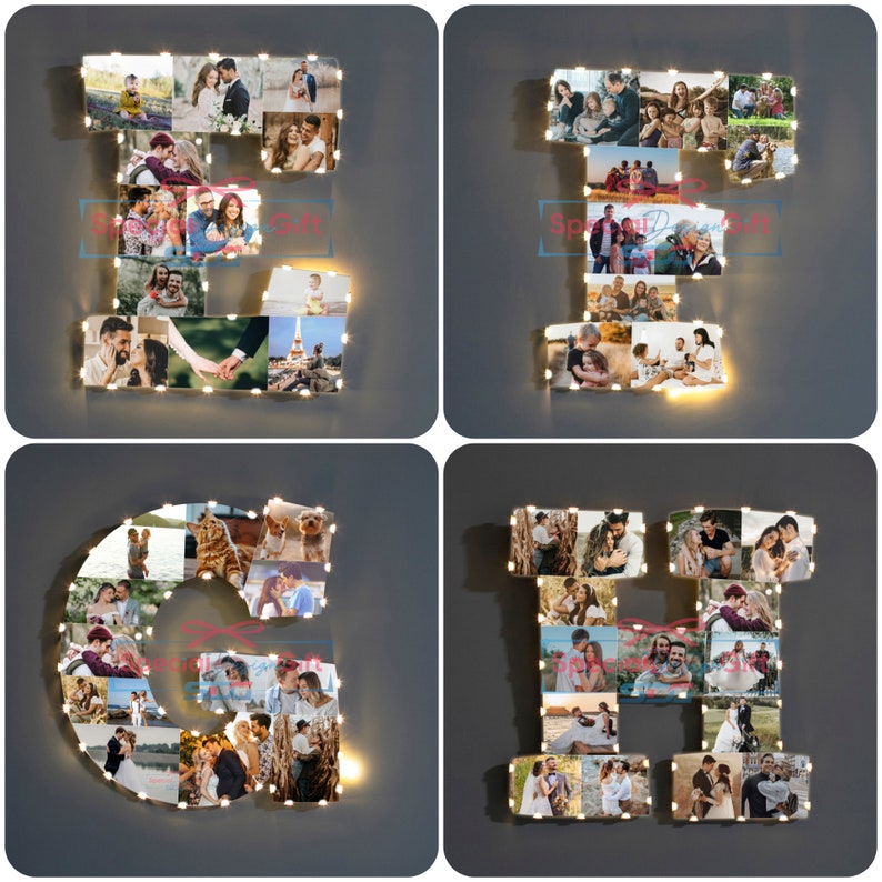 Letter E Gift Letter E Photo Collage Letter E Wooden Frame - Etsy